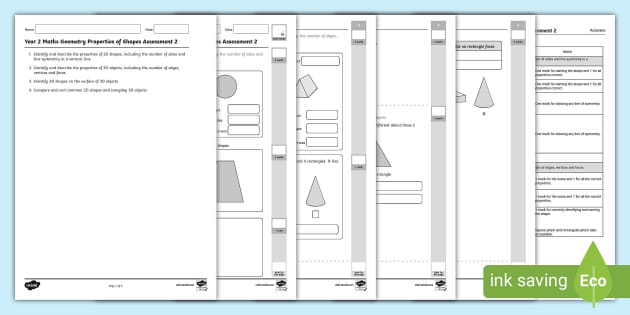 Year 2 Maths Geometry Properties of Shapes Assessment 2