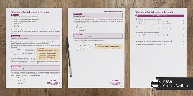👉 Changing the Subject of a Formula (teacher made)