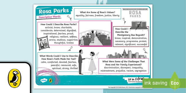 FREE! - The Extraordinary Life of Rosa Parks: Descriptive Word Mat