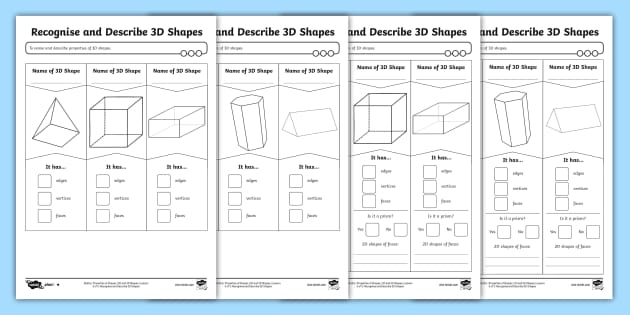 👉 * NEW * Recognise and Describe 3D Shapes Differentiated Maths Activity