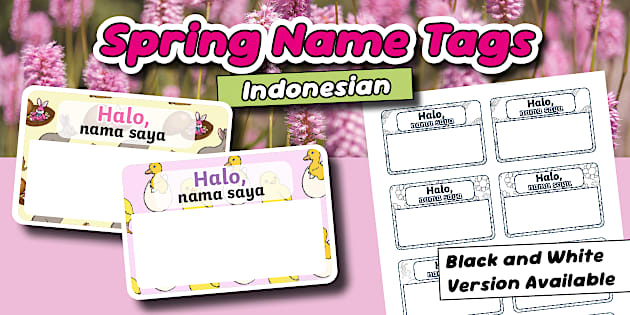 Spring Name Tags - Indonesian