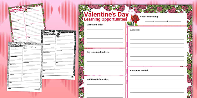 Valentine's Day Learning Opportunities Planner - Twinkl
