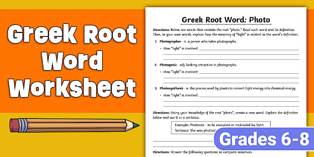 Greek Root Word: Photo Worksheet for 6th-8th Grade