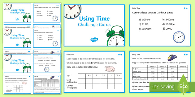 Using Time Maths Challenge Cards - time, clocks, maths, numeracy