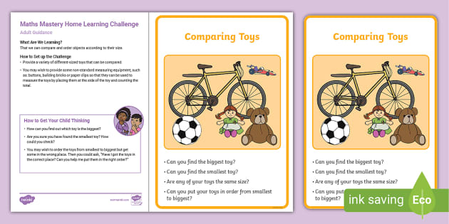👉 Maths Mastery Size Home Learning Challenge: Comparing Toys