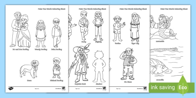 Peter Pan Words Colouring Sheet - Twinkl
