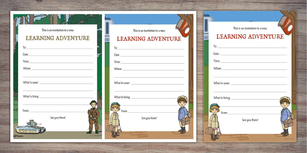 World War II Learning Adventure Invitations | Twinkl Party