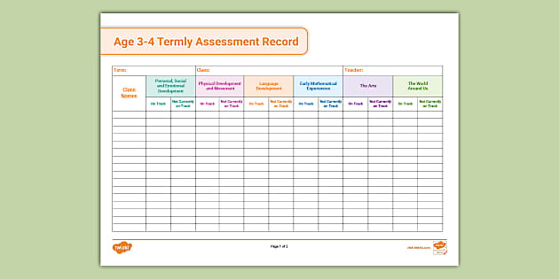 Northern Ireland EYFS Age 3-4 Termly Assessment Record