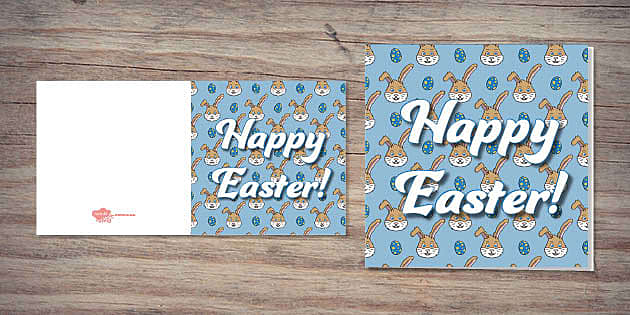 Easter Card (Printable) - Blue Pattern Card - Twinkl Party