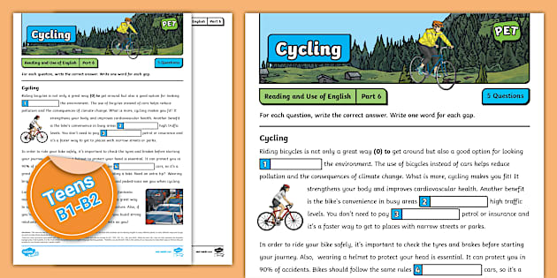 Twinkl PET Part 6 Reading & Use of English Cycling Practice