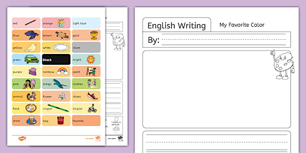 Attività di scrittura sui colori Inglese primaria - Twinkl