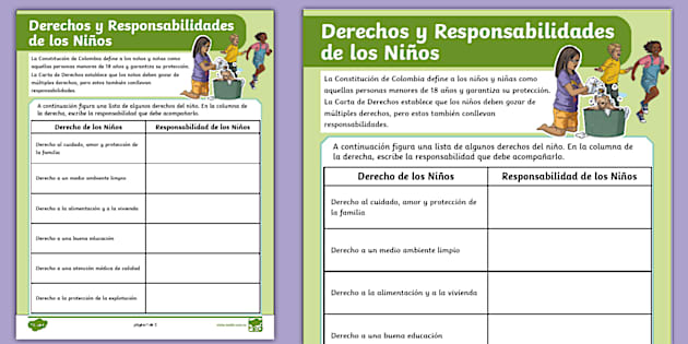 Actividad Derechos y Responsabilidades de los Niños - Twinkl Actividad Derechos y Responsabilidades de los Niños - Twinkl