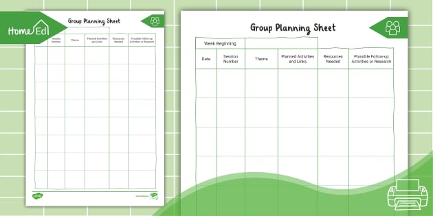 Home Educators | Group Planning Sheet | Teacher Planner
