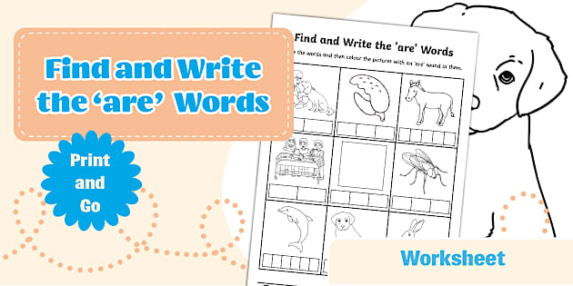 Find and Write the 'are' Words Worksheet