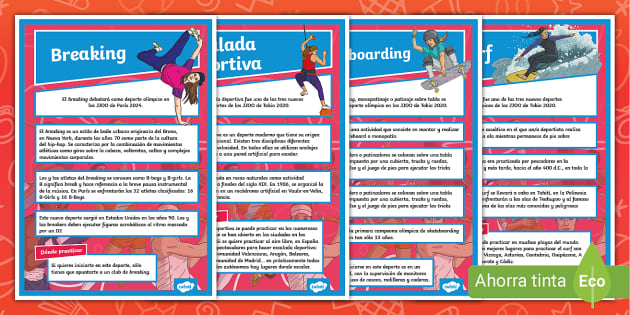 Pósters informativos: Nuevos deportes olímpicos - Twinkl