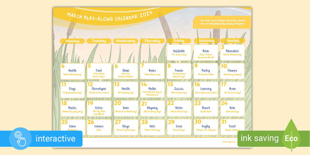 March Play-Along Calendar (2024) (teacher made) - Twinkl
