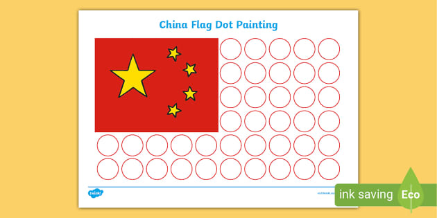 FREE! - China Flag Dot Painting Worksheet (teacher made)