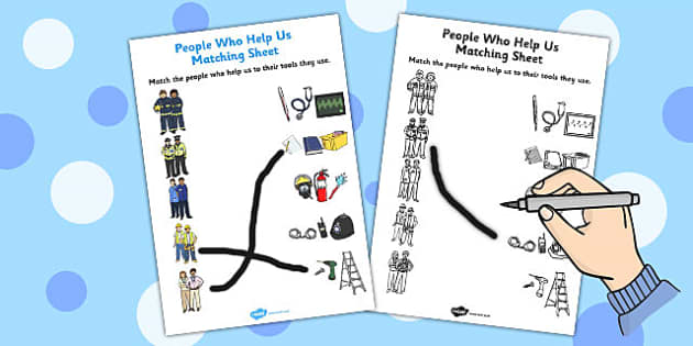 People Who Help Us and their Tools Matching Worksheet / Worksheet ...