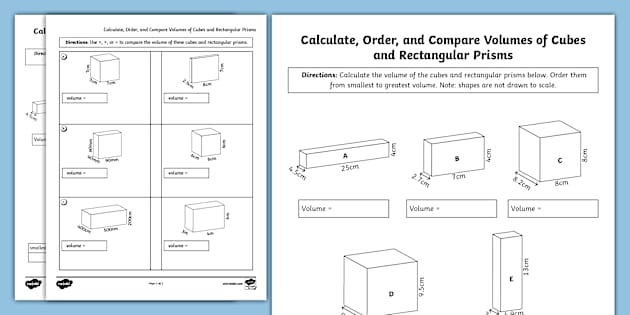 Sixth Grade Calculate Order And Compare Volumes Of Cubes And Rectangular