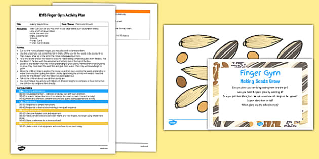 Making Seeds Grow EYFS Finger Gym Plan and Resource Pack