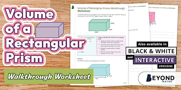 Volume of a Rectangular Prism Walkthrough Worksheet