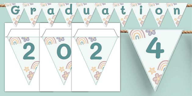 Editable Muted Rainbow Graduation Display Bunting | Twinkl