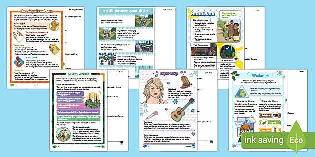 KS1 December Differentiated Reading Comprehension Activity Pack
