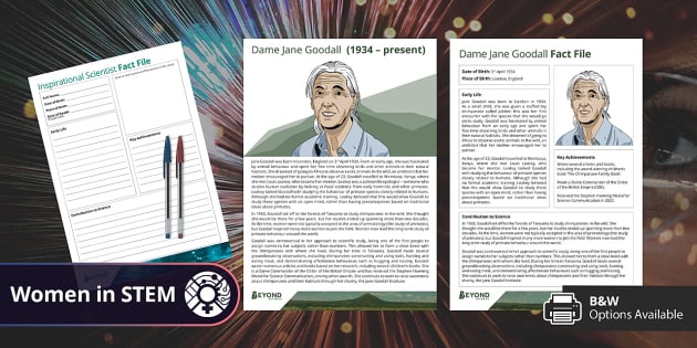 Dame Jane Goodall Poster and Fact File (teacher made)