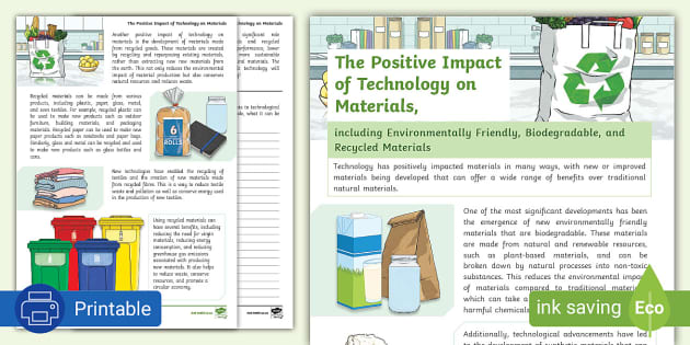 The Positive Impact of Technology on Materials - Twinkl