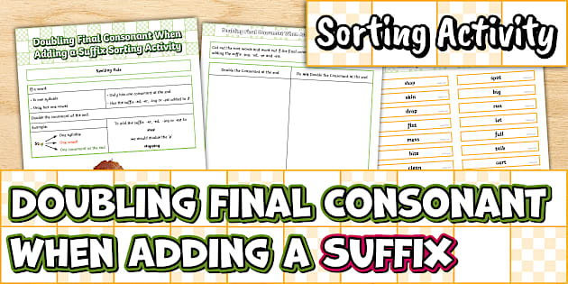 Suffix Sorting Activity: Double Final Consonant