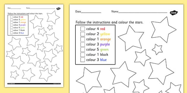 Counting Instructions Colouring Sheet