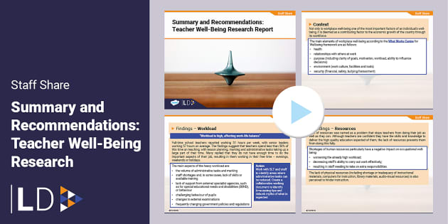 Staff Share: Summary – Teacher Wellbeing Report - Twinkl