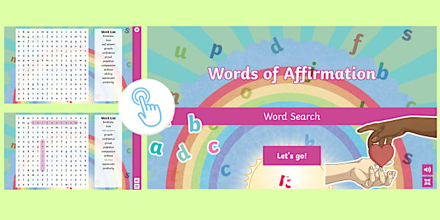Words of Affirmation Interactive Word Search - Twinkl