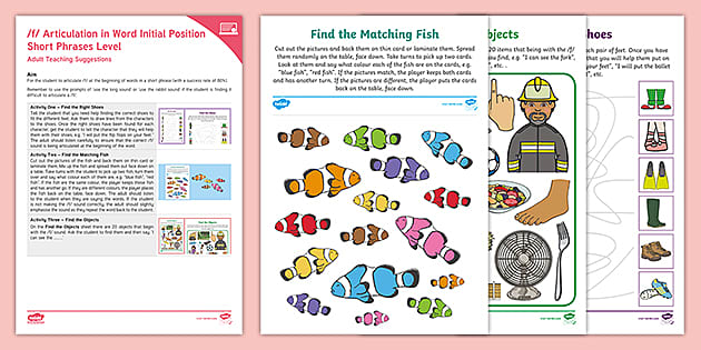 /f/ Articulation in Word Initial Position Short Phrases Activity Pack