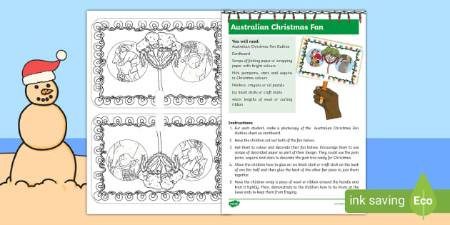 Australian Christmas Fan Craft Instructions Collage - Twinkl