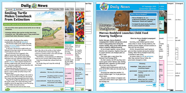 NewsRoom Weekly Reading Comprehension Pack - 25th September 2020