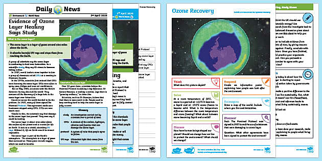 Ozone Recovery Daily News Stories and Activity Pack (ages 7-11)