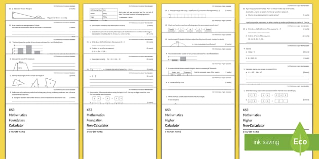 Key Stage 3 Maths Practice Papers: Differentiated Assessment Pack