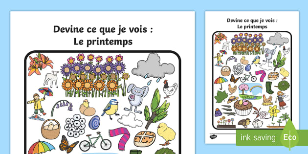 FREE! - Poster pour jeu : Devine ce que je vois - le printemps