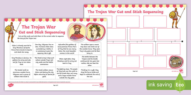 KS2 Trojan War Sequencing Cut And Stick Activity - Twinkl