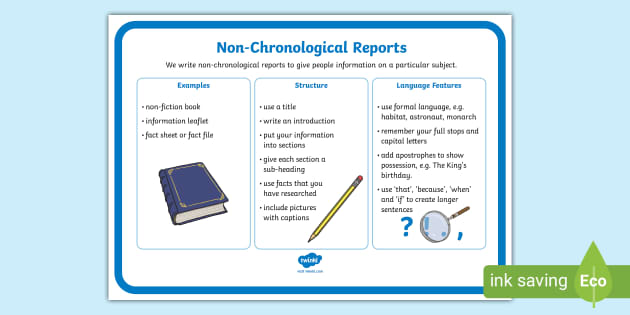 KS1 Features Of A Non Chronological Report Poster Twinkl