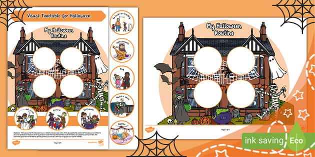 Visual Timetable - Halloween (l'enseignant a fait) - Twinkl
