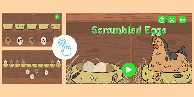 👉 Scrambled Eggs Number Ordering Game | Twinkl Go!