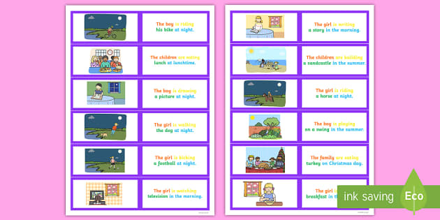 Picture Description Cards Who What Doing To What When - cards