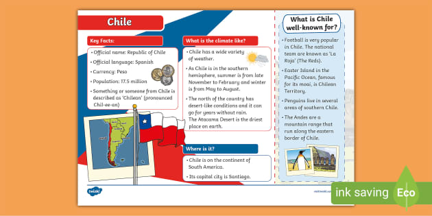 KS1 Chile Fact File (teacher made) - Twinkl