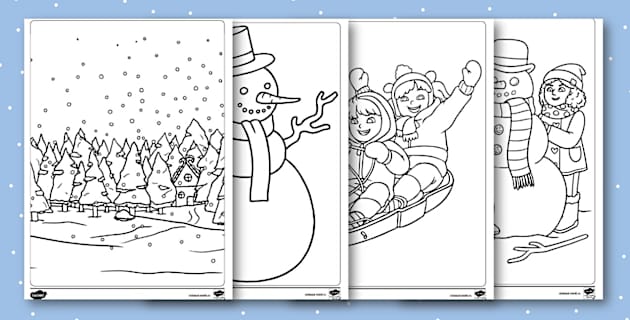 Fișe de colorat de iarnă - Om de zăpadă - Twinkl