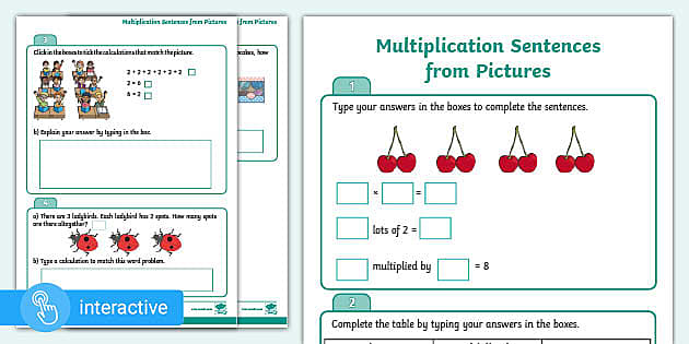 👉 Multiplication From Pictures Year 2 | Interactive PDF Maths