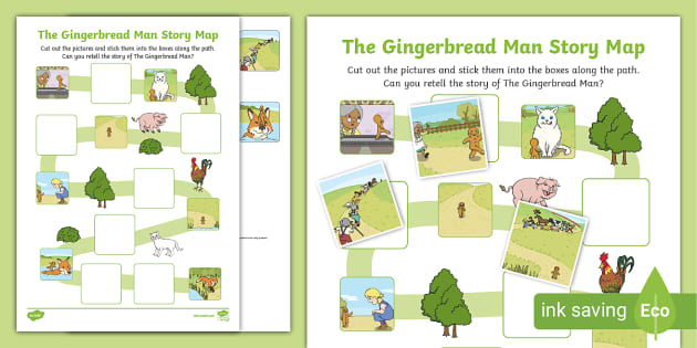 The Gingerbread Man Cut and Stick Story Map Activity