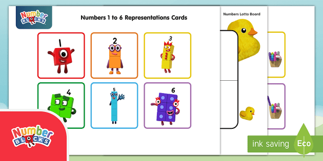 Numberblocks: Numbers 1 to 6 Representations Cards - Twinkl