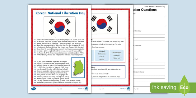 South Korean National Liberation Day ESL Reading Comprehension